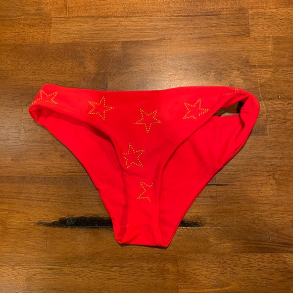 Beach Riot | Swim | Red Bikini Bottoms With Gold Stars | Poshmark